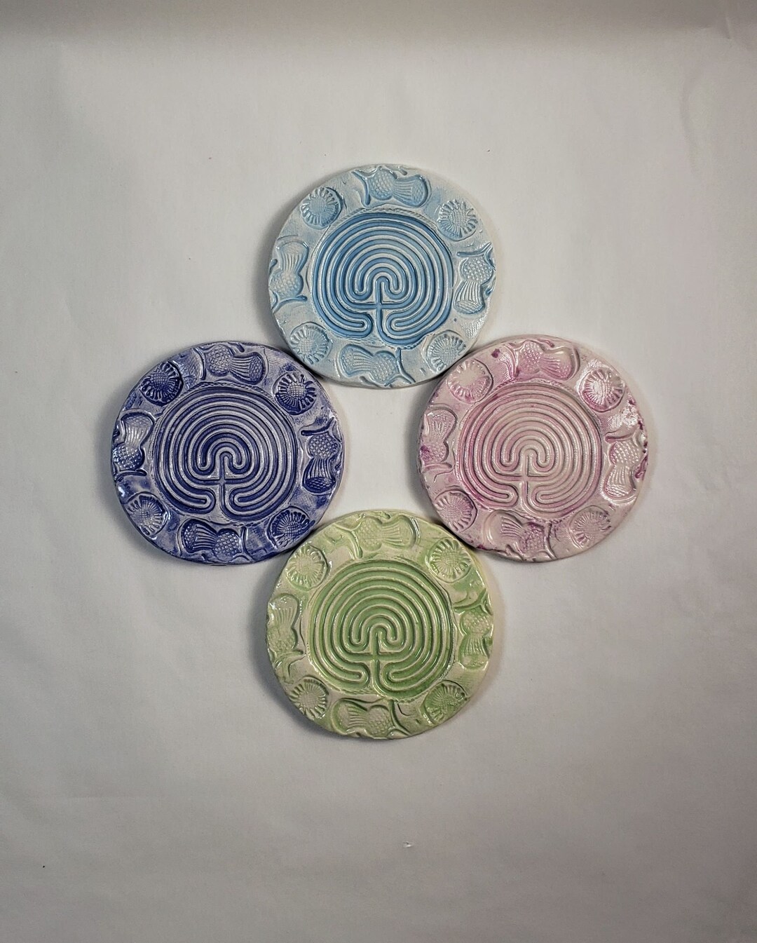 Ceramic Celtic or Cretan Palm Labyrinth, Mindful Finger Maze ...