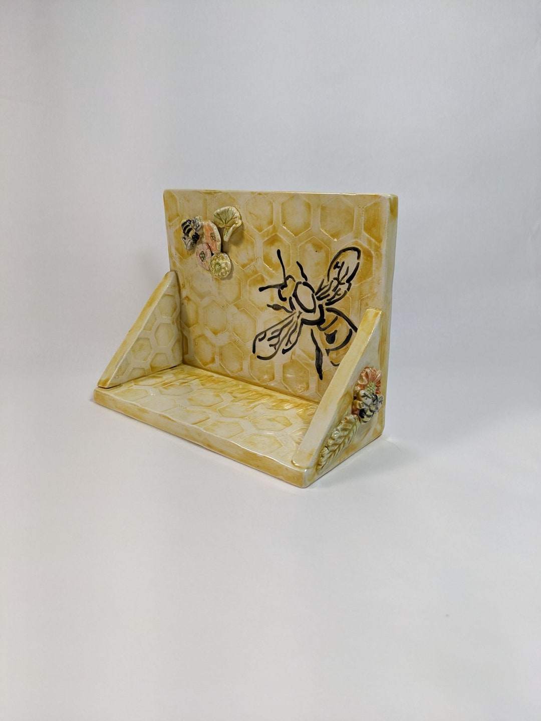 Ceramic Bee & Honeycomb Wall Shelf: Pollinator Shrine - Etsy