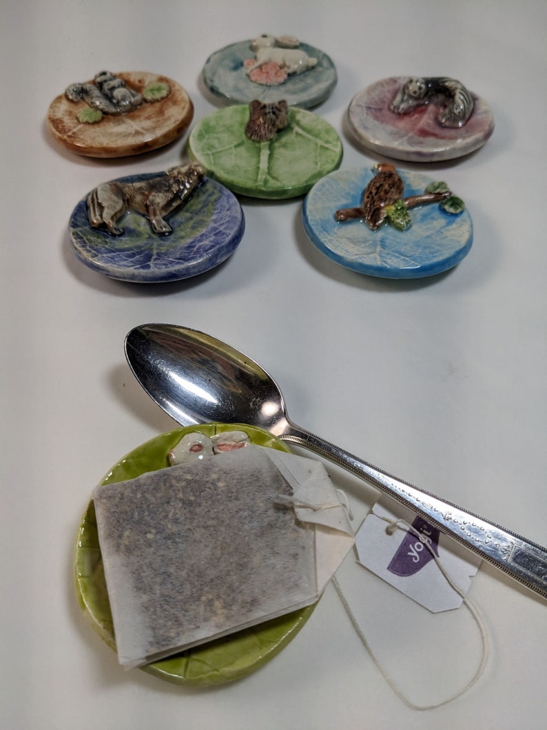 Woodland Animal Tea Bag Holder: Handmade Ceramic Spoon Rest - Etsy