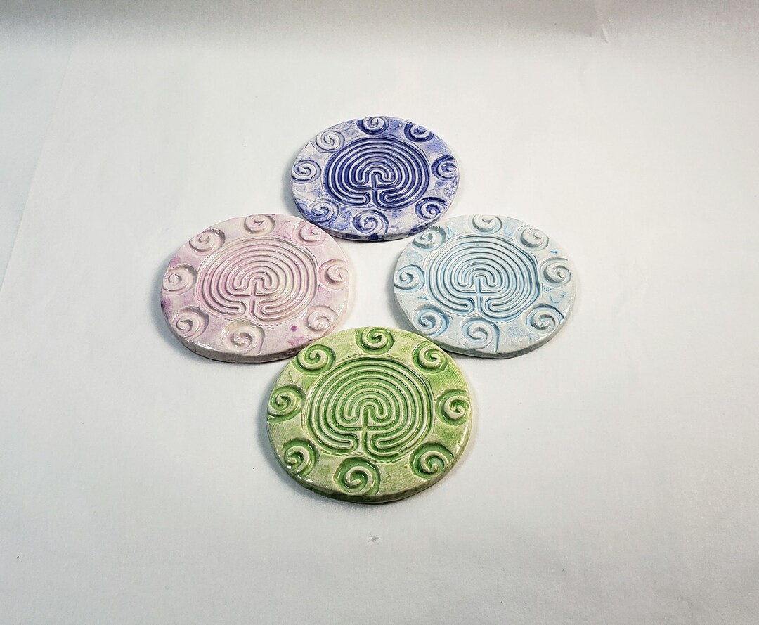 Ceramic Celtic or Cretan Palm Labyrinth, Mindful Finger Maze ...