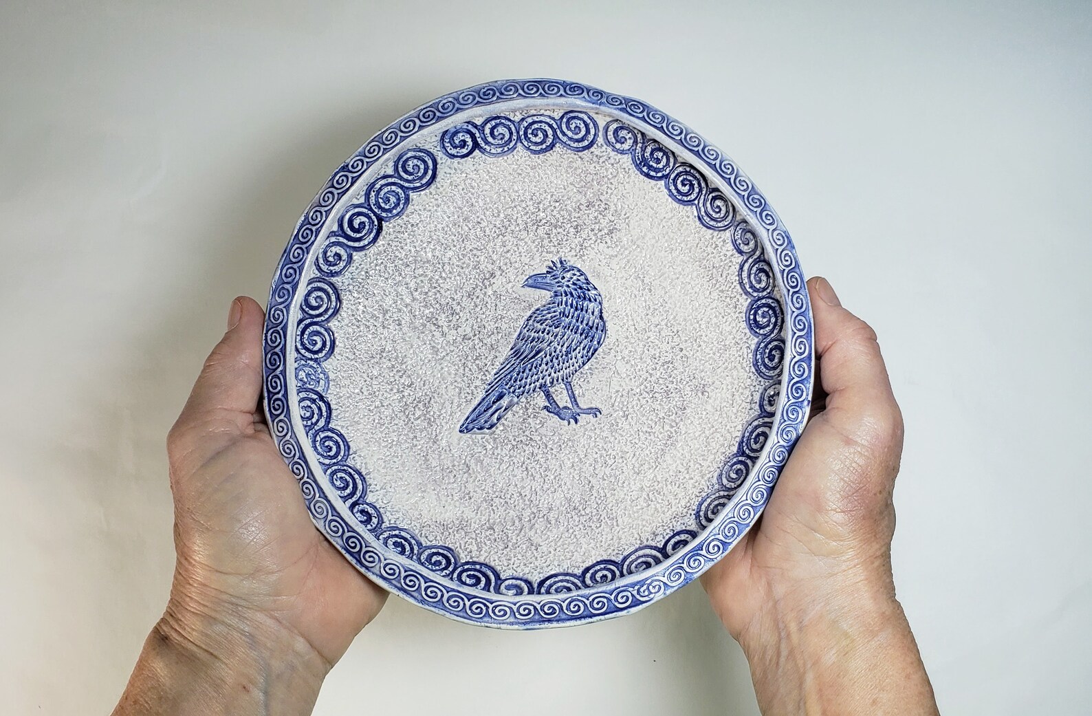 Ceramic Raven Plate Cottagecore Blackbird Dish Gray Blue - Etsy