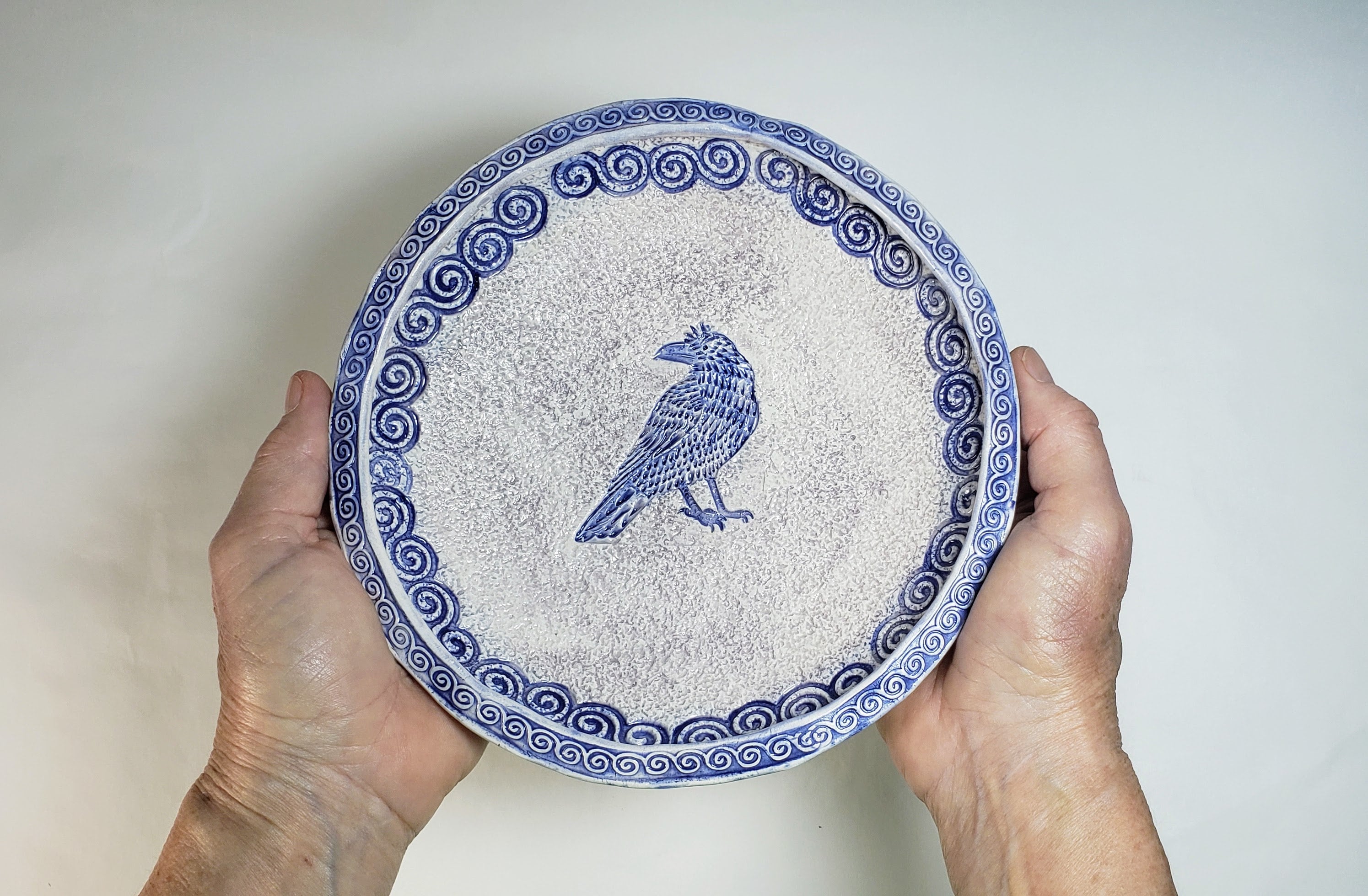 Ceramic Raven Plate Cottagecore Blackbird Dish Gray Blue - Etsy