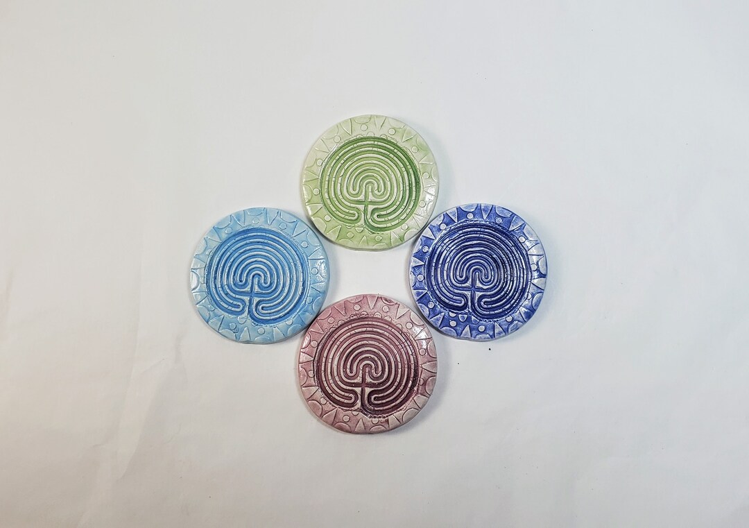 Ceramic Celtic or Cretan Palm Labyrinth, Mindful Finger Maze ...