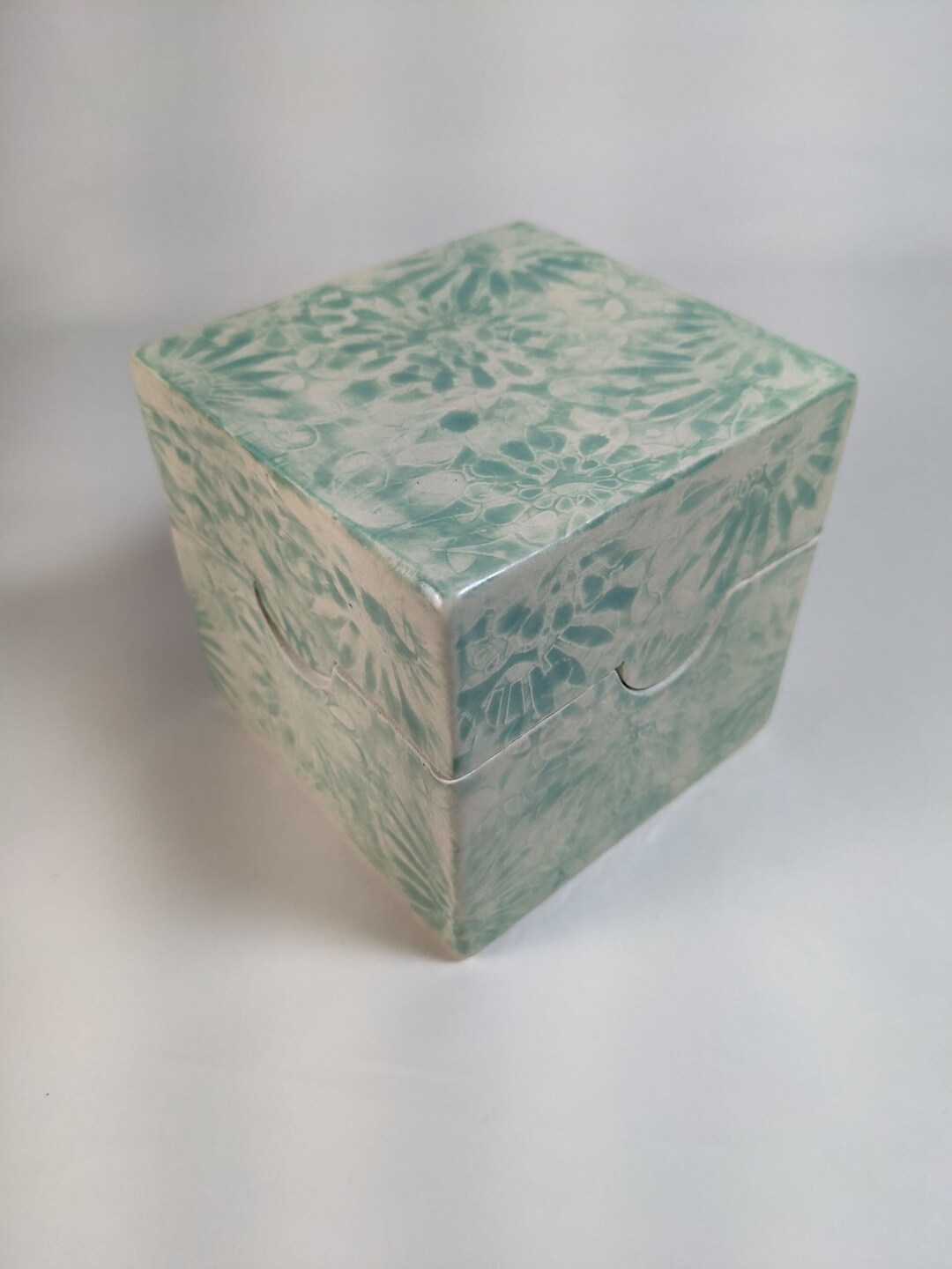 Ceramic Cubed Abstract Design Canister, Square Lidded Box, Elegant ...