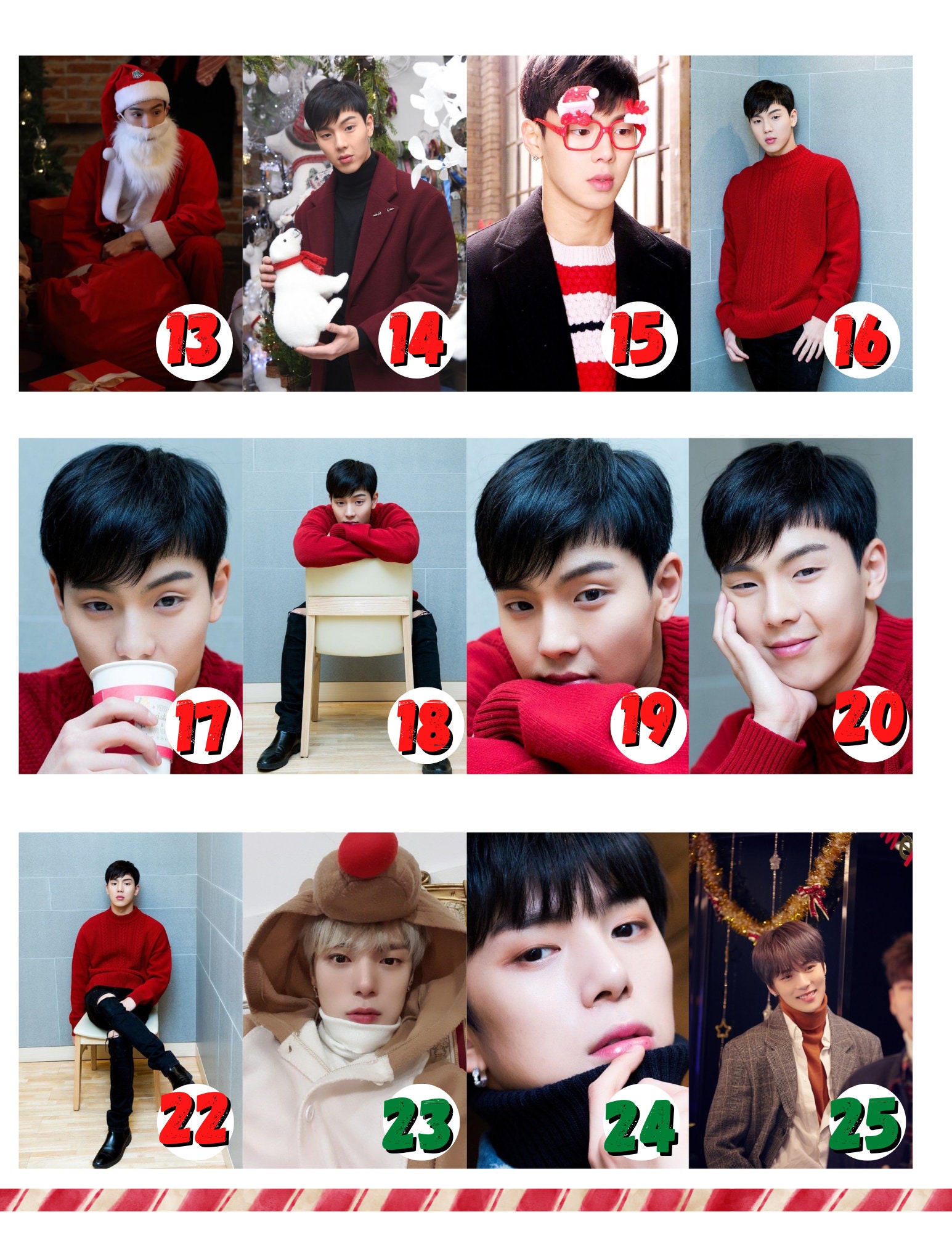 Monsta X Christmas Photocards, Kpop Holiday Photos - Etsy