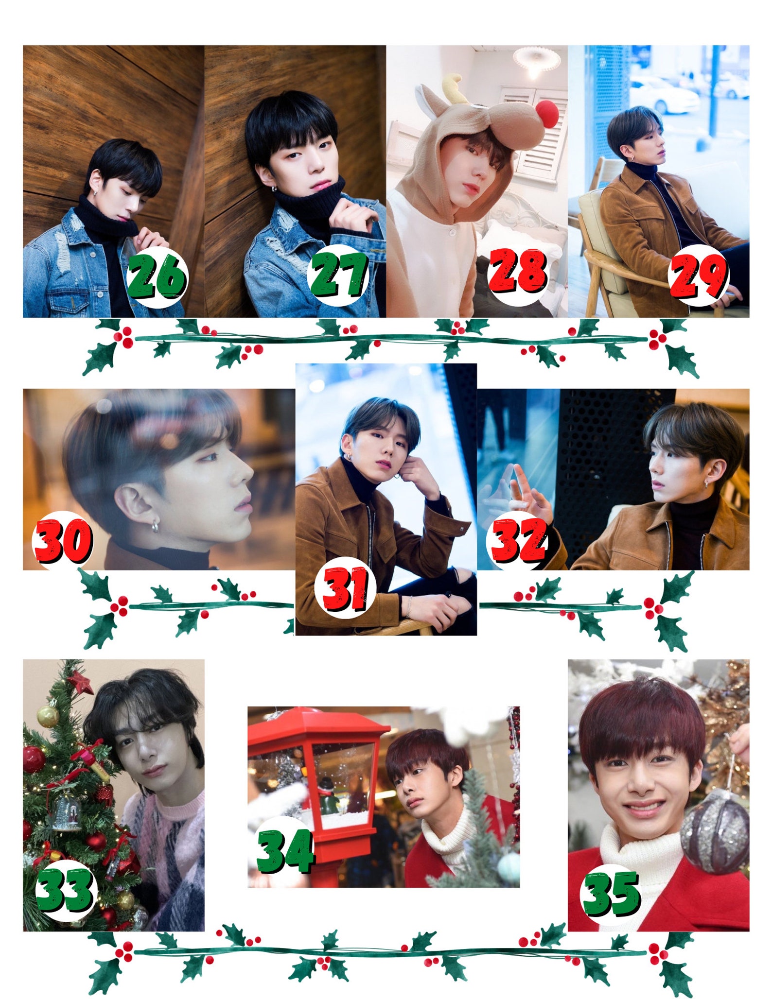 Monsta X Christmas Photocards, Kpop Holiday Photos - Etsy