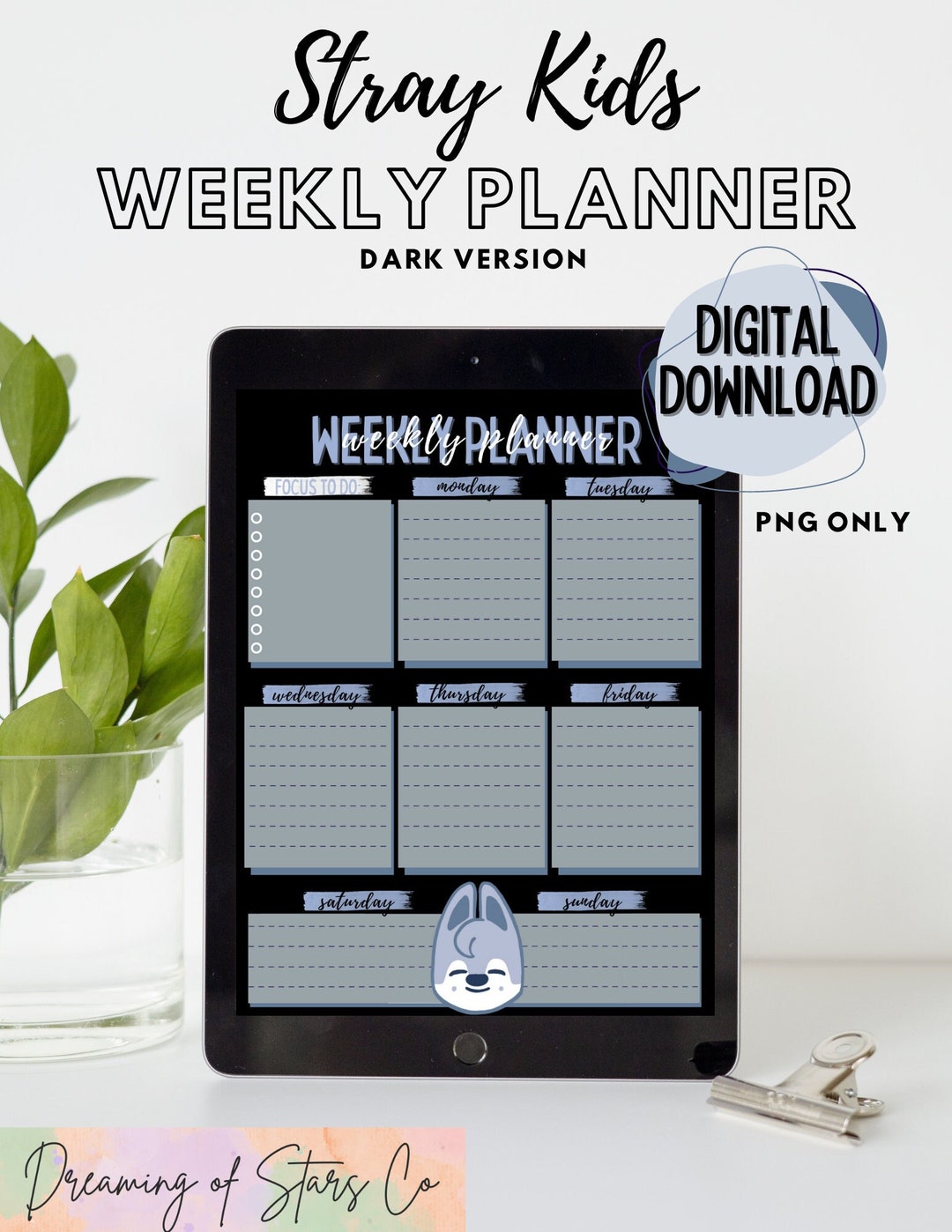 Stray Kids Hyung Line Weekly Planner Digital Download - Dark Version ...