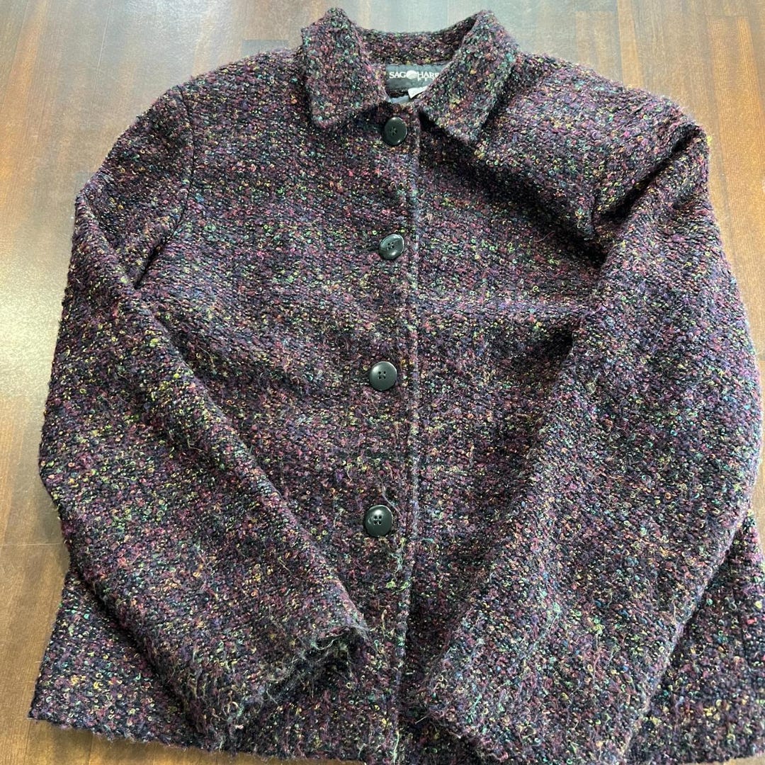 90's Sag Harbor Women's Tweed Multi-color Coat - Etsy