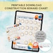 Construction Theme Reward Chart Printable - Construction Kids Behavior ...