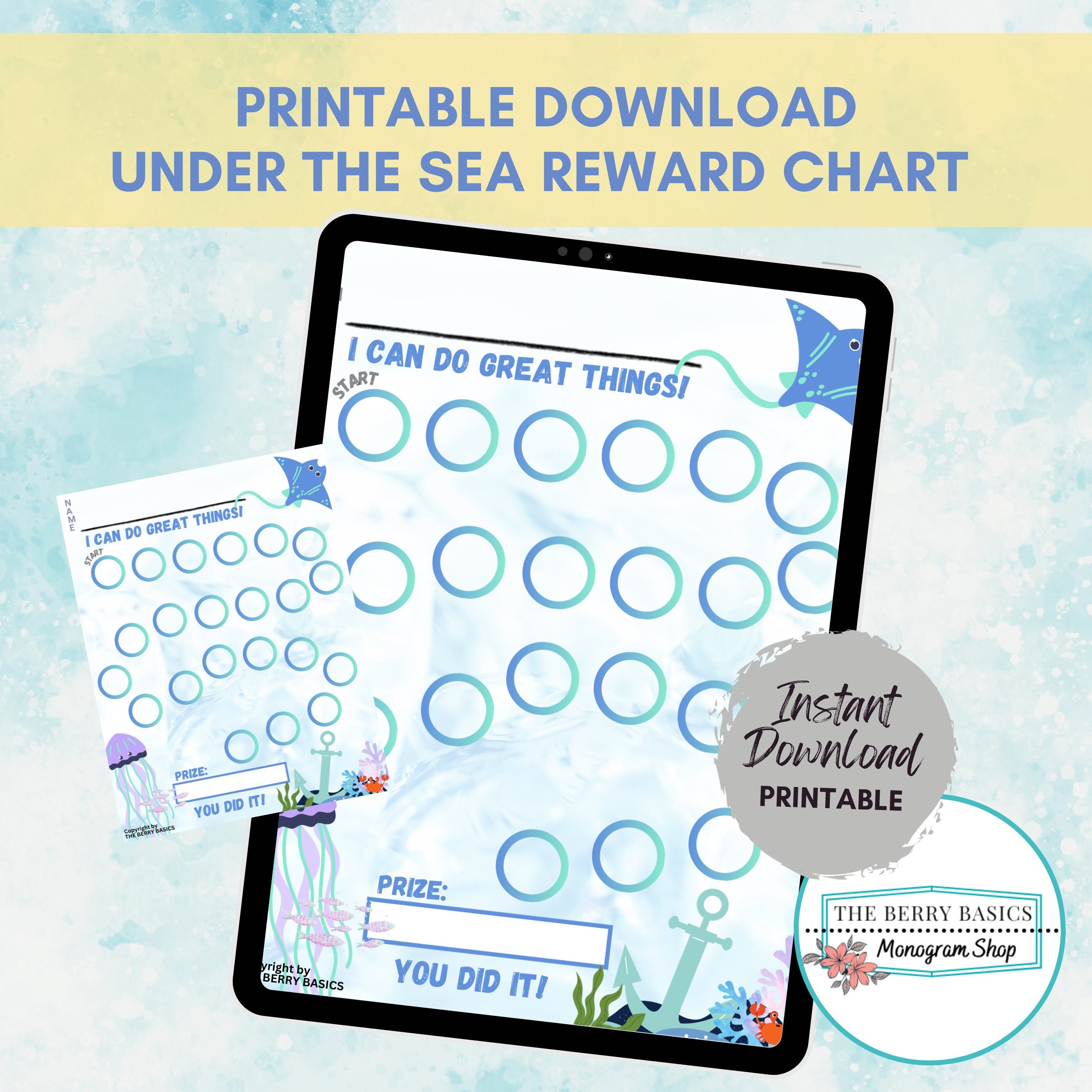 Under the Sea Reward Chart Printable - Sea Animal Kids Behavior Chart ...