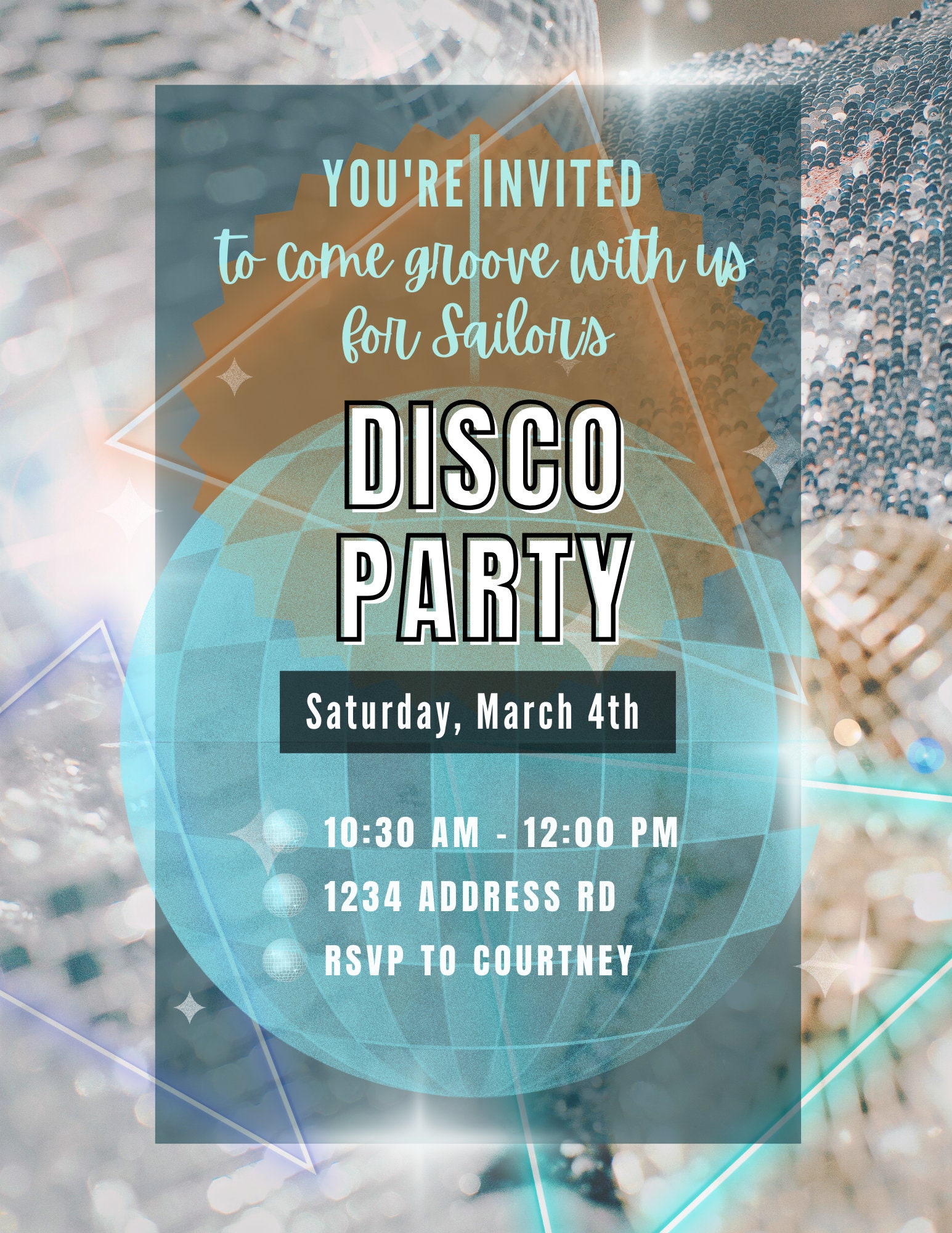 Editable Disco Party Invitation Template Disco Birthday - Etsy