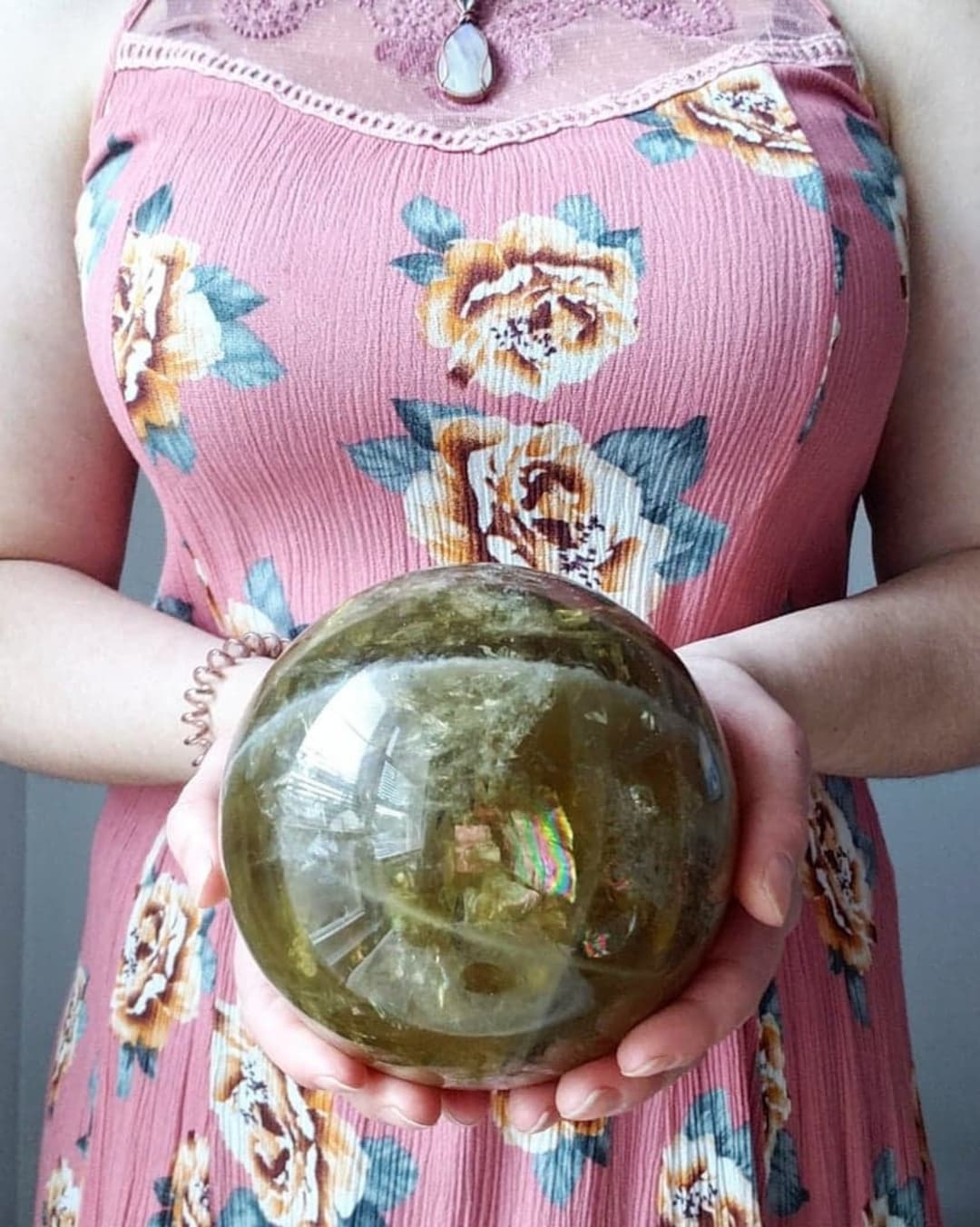 Large Citrine Sphere With Rainbows, Large Citrine Sphere, Citrine ...
