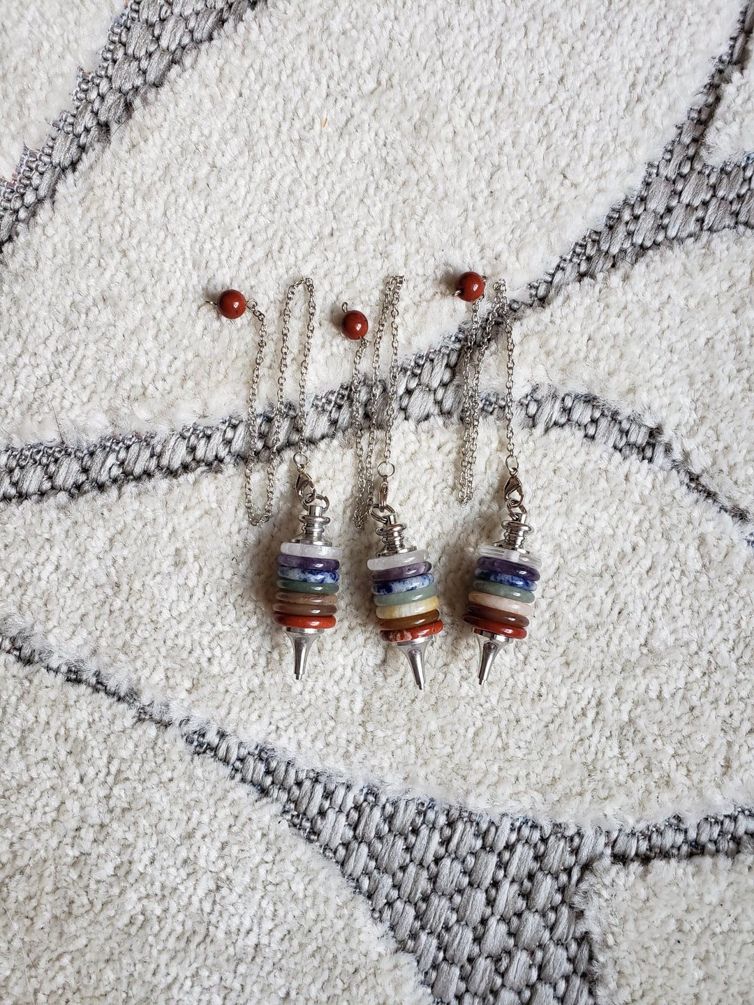 7 Stone Chakra Pendulum: Healing Crystal Dowsing Tool - Etsy