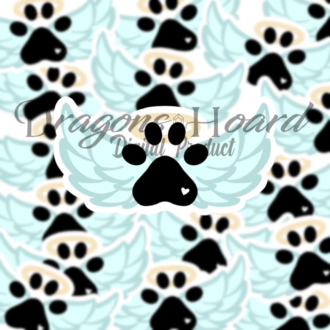 Paw With Wings and Halo, Paw Print, Angel Wings, Angle, Paw, Print ...
