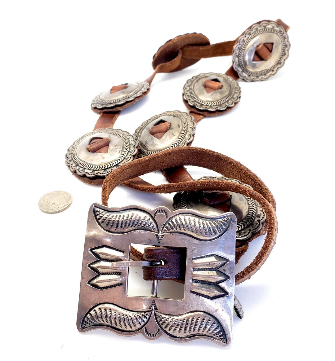 Classic Navajo Concho Silver Native American Hand Made Vintage - Etsy