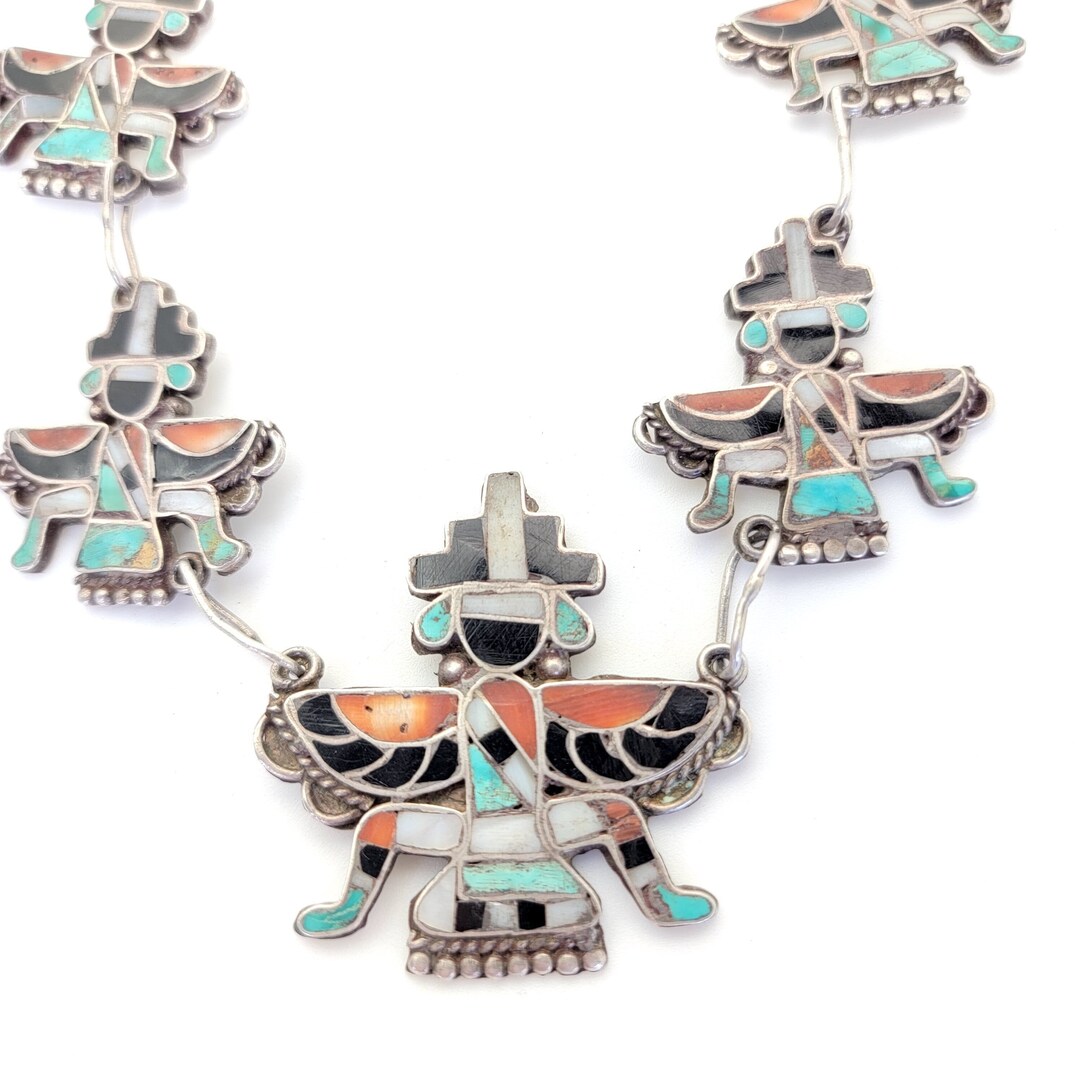 1940s Classic Zuni Knifewing Dancer Inlay Vintage Handmade Silver ...