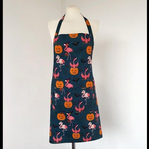 Halloween Apron With Pocket, Spooky Flamingo, Made in England, Apron ...