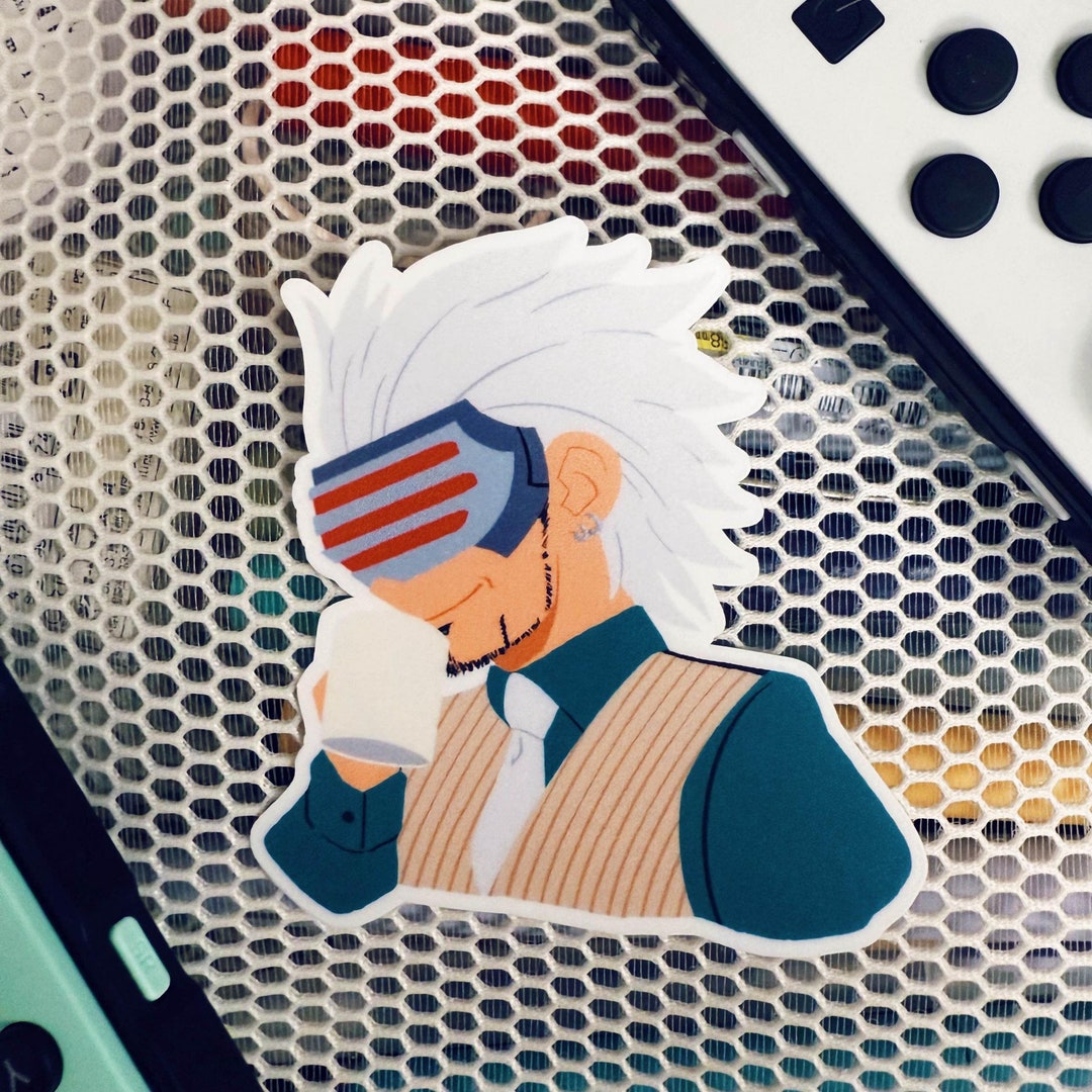 Phoenix Wright Ace Attorney Godot Smelling Coffee Sticker - Etsy