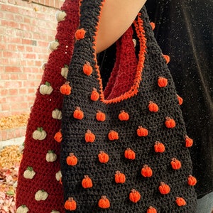 Pumpkin Tote Bag Crochet Pattern / Crochet Cute Market Bag / Shoulder ...