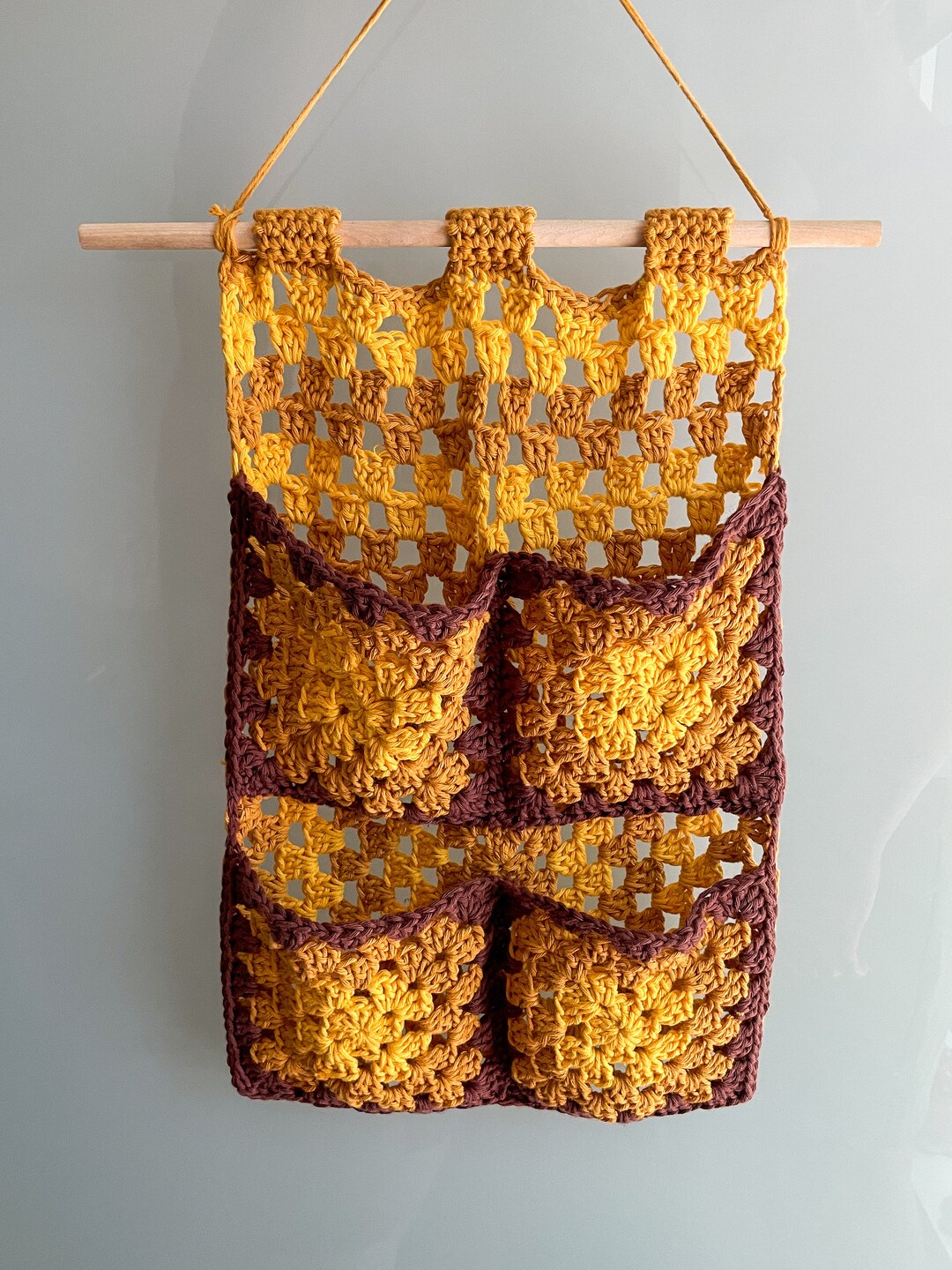 Granny Square Wall Hanger / Cute Crochet Organization / Puff Square ...
