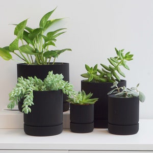 Black Plant Pot Black Planter Indoor Planter Indoor Plant Pot Minimal ...