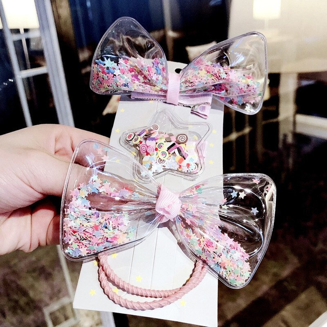 3pc/set PVC Jelly Bows Star Beads Hair Clips for Girls | Etsy