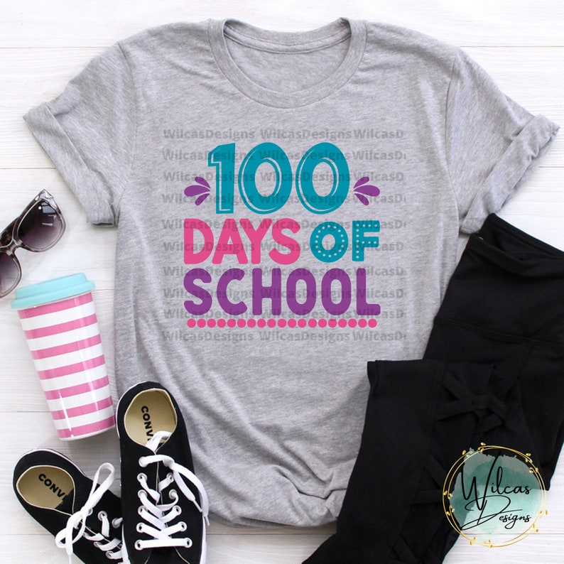100 Days of School PNG, Back to School Sublimation Design, Purple and ...
