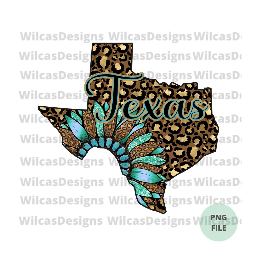 Texas Gold Leopard Print PNG Leopard and Turquoise Sunflower - Etsy