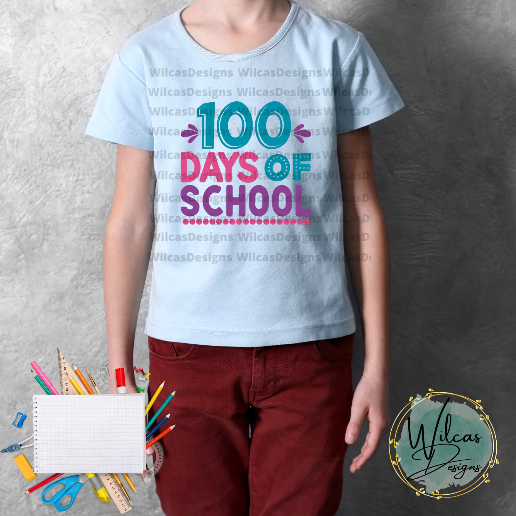 100 Days of School PNG, Back to School Sublimation Design, Purple and ...