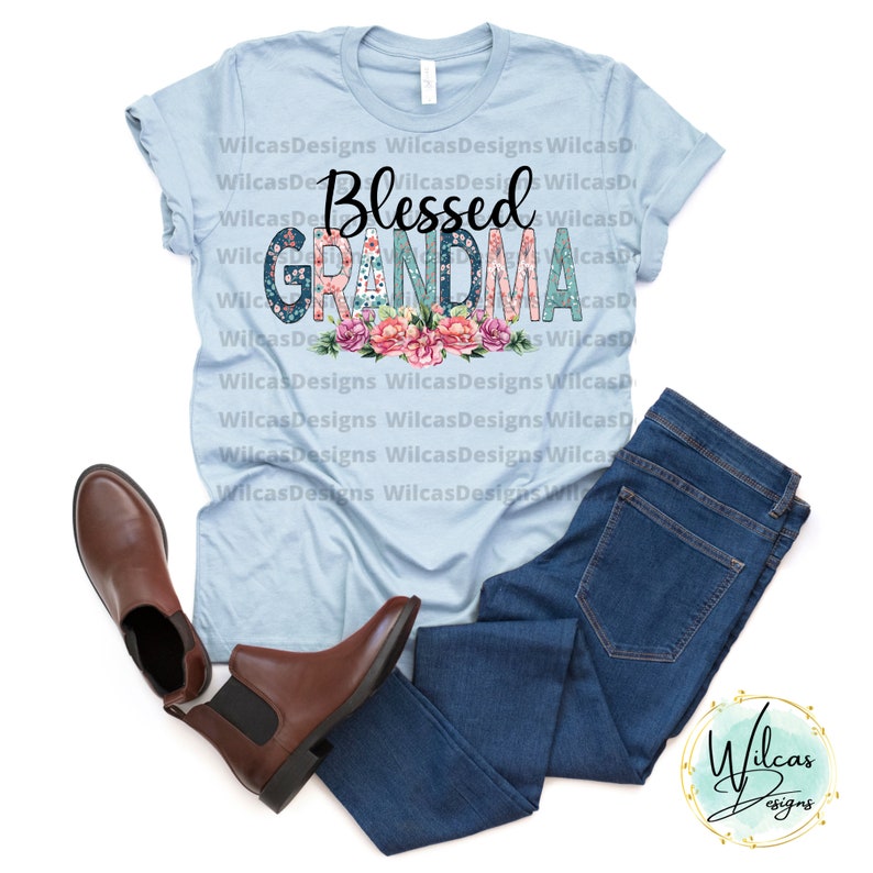 Blessed Grandma PNG With Watercolor Flowers, Christian Sublimation Design, Floral Print, Digital ...