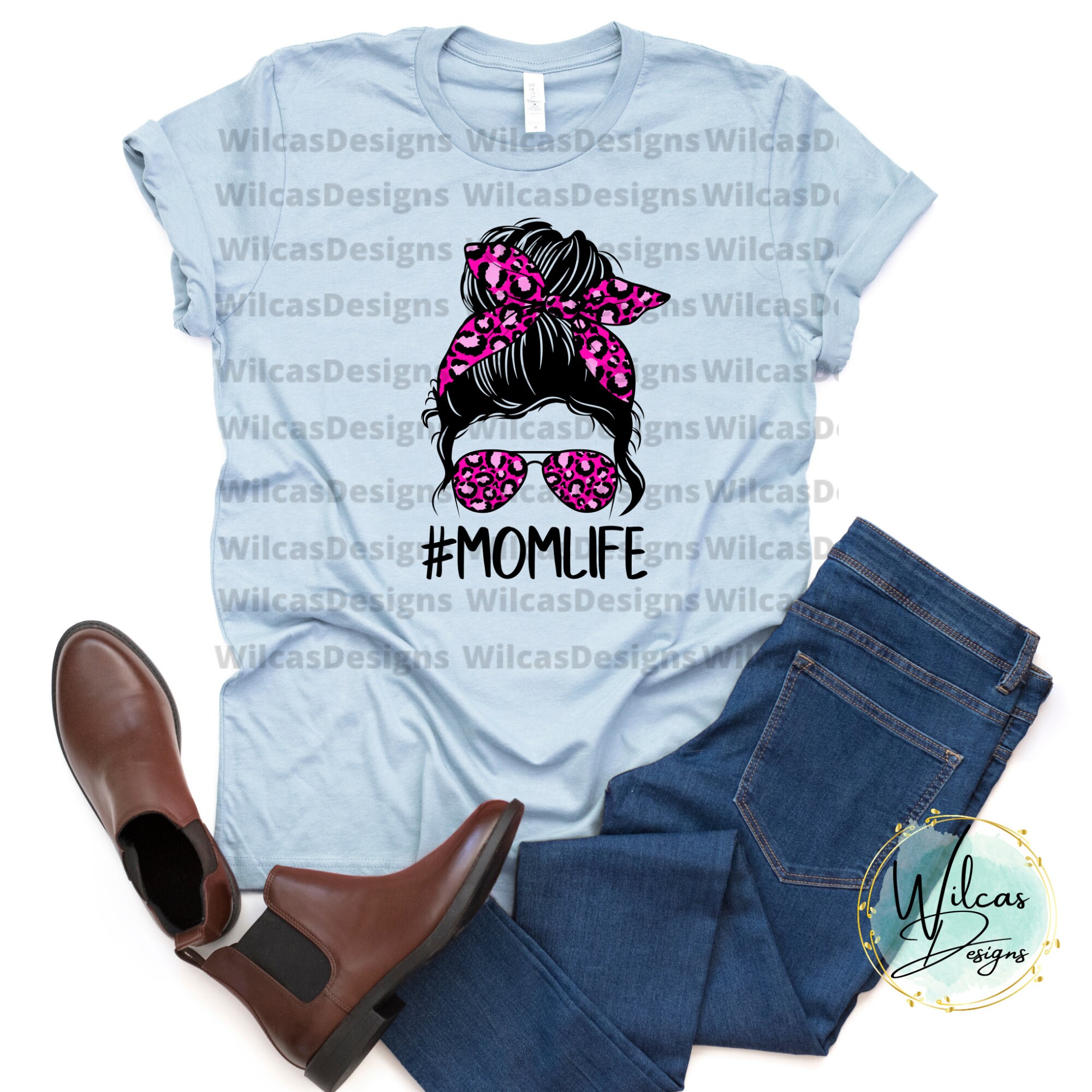 Mom Life Pink and Purple Leopard PNG, Messy Bun Momlife, Sublimation ...