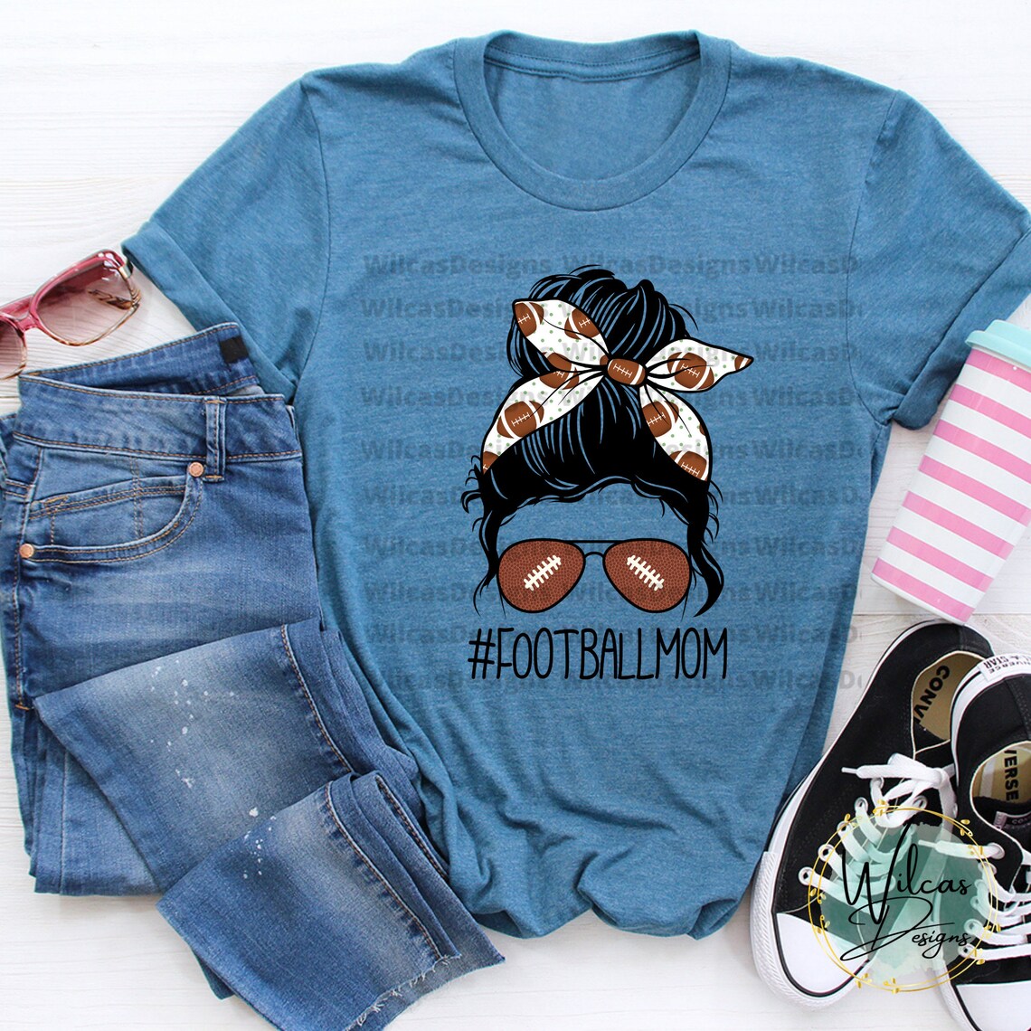 Football Mom PNG, Messy Bun Football Mom Life Png, Sublimation Design ...