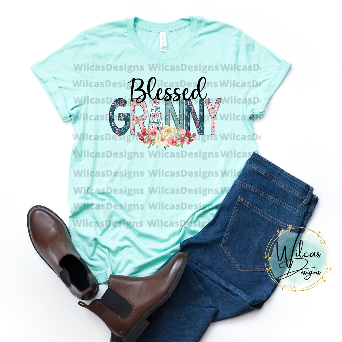 Blessed Granny PNG With Watercolor Flowers Christian - Etsy