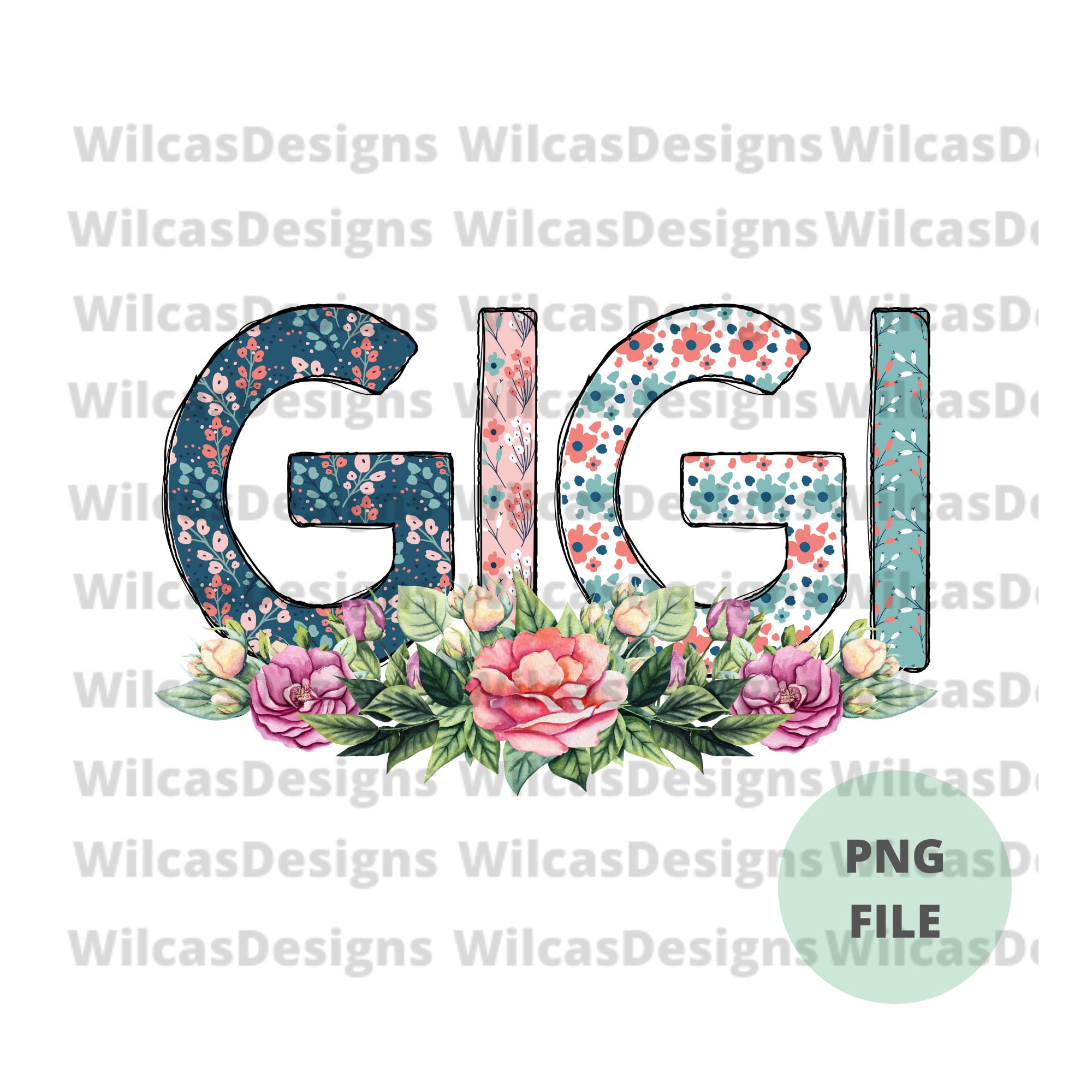 Watercolor Floral Designs floral Gigi png Instant Download Gigi ...