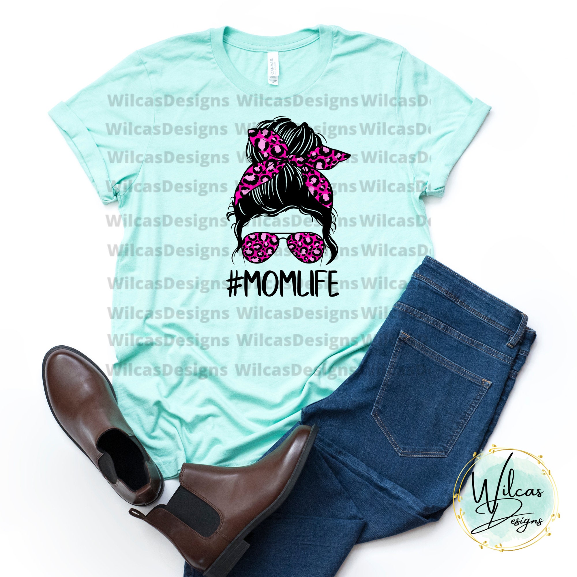 Mom Life Pink and Purple Leopard PNG, Messy Bun Momlife, Sublimation ...