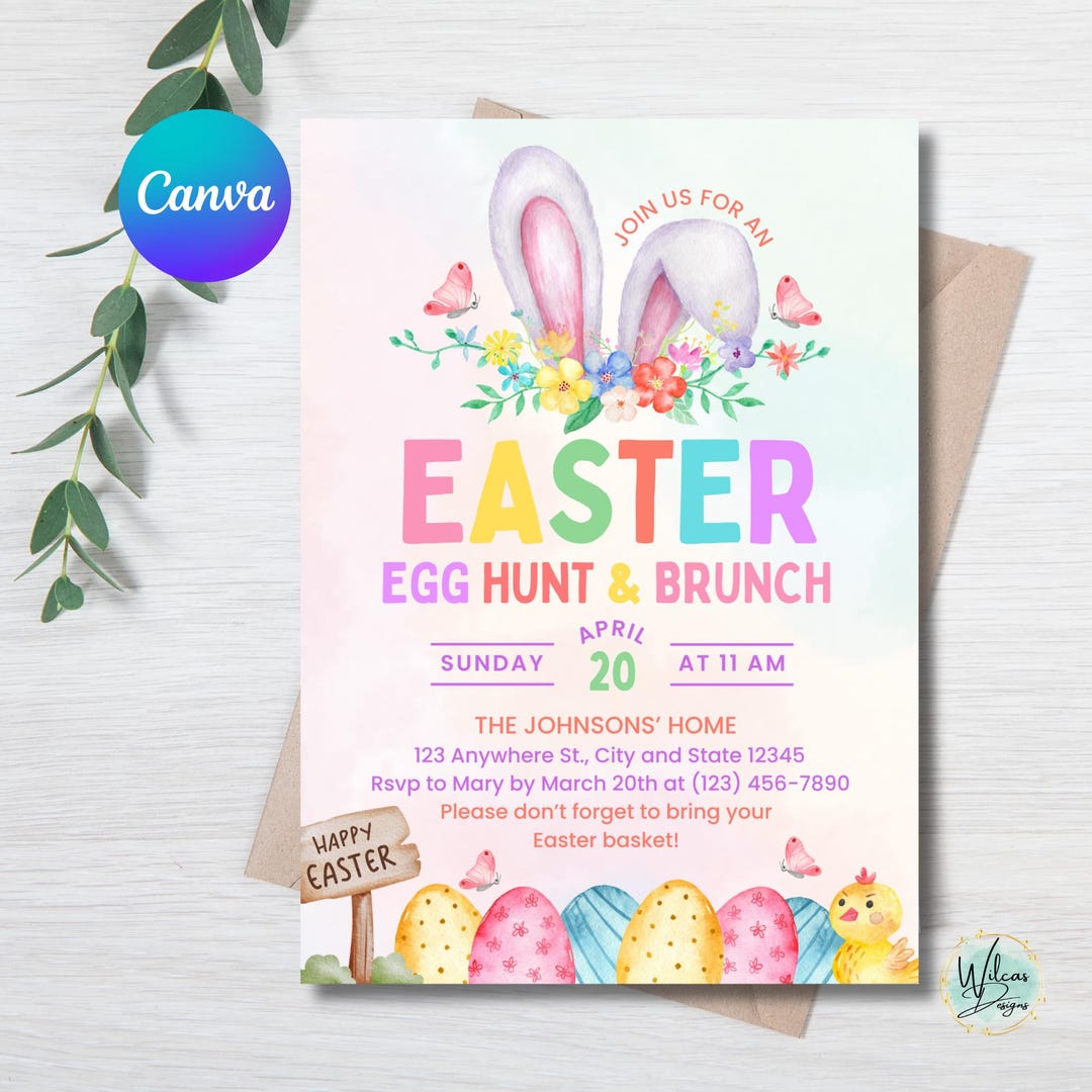 Easter Brunch Invitation Easter Brunch Invite Editable Easter Egg Hunt