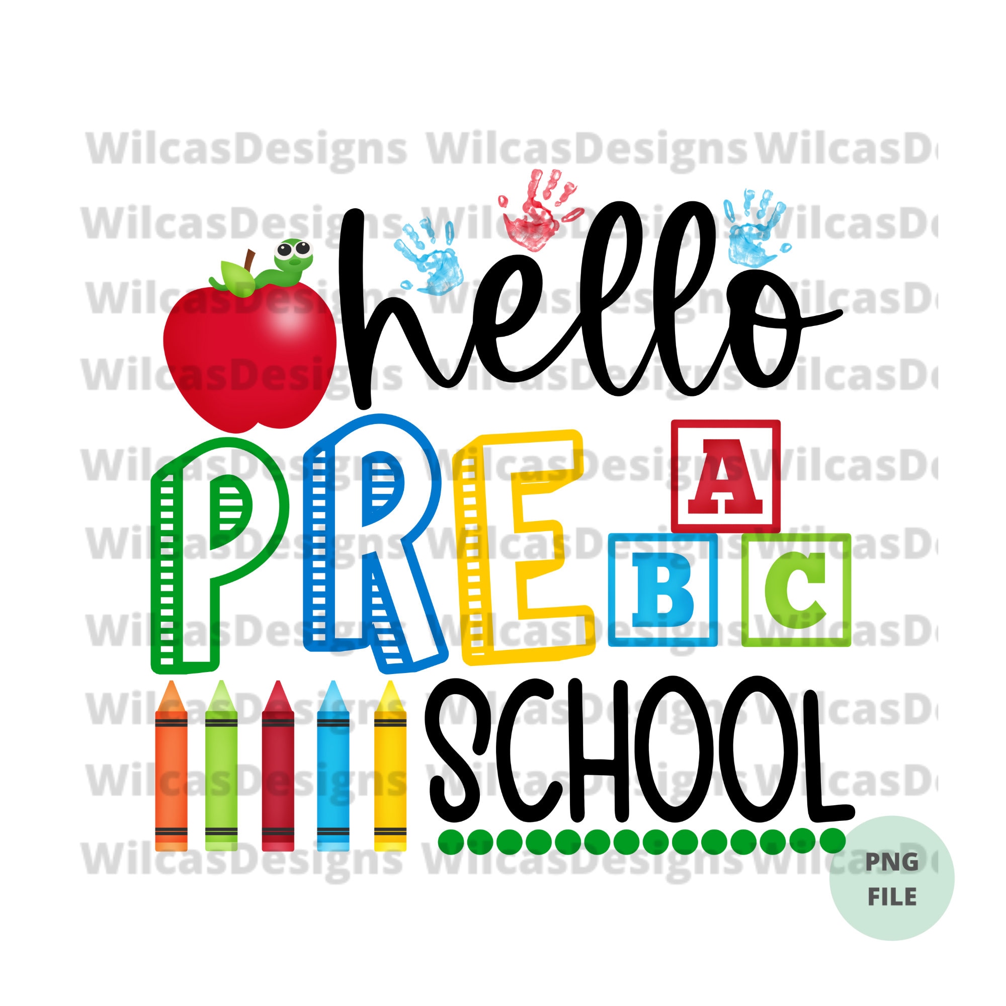 back to school sublimation hello kindergarten png Print File for ...