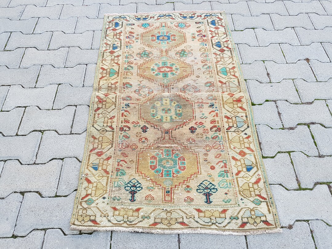 2x4 Beautiful Persian Bedroom Rug Handmade Beige Melon Pink - Etsy