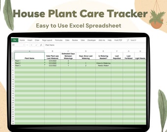 Excel Plant Tracker - Etsy