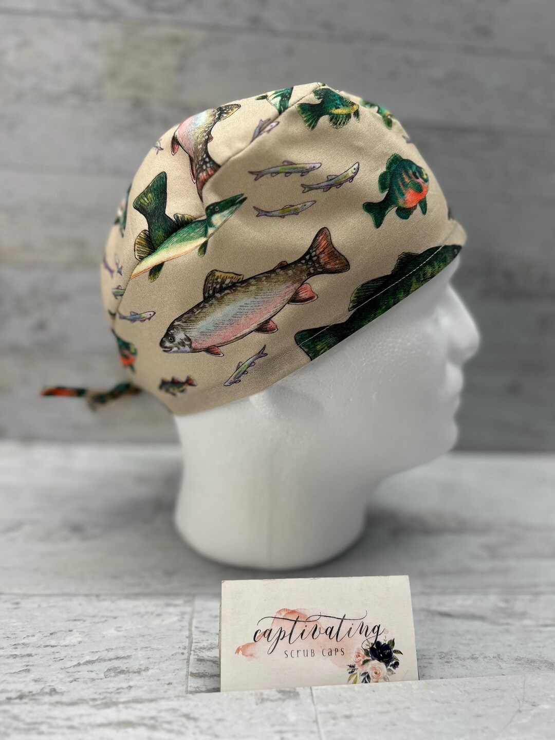 Fish Scrub Cap, Bass, Trout, Fishing, Fisherman, CRNA Scrub Cap ...