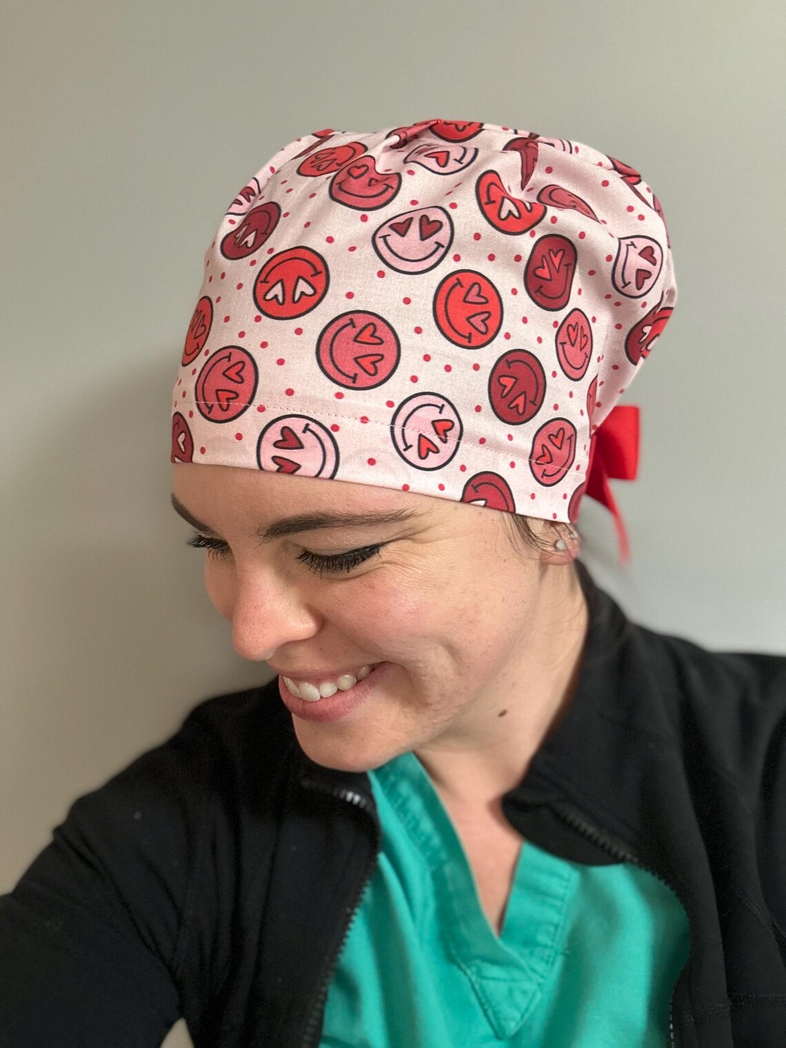 Valentine's Smiley Face Scrub Cap: Adjustable Surgical Hat - Etsy