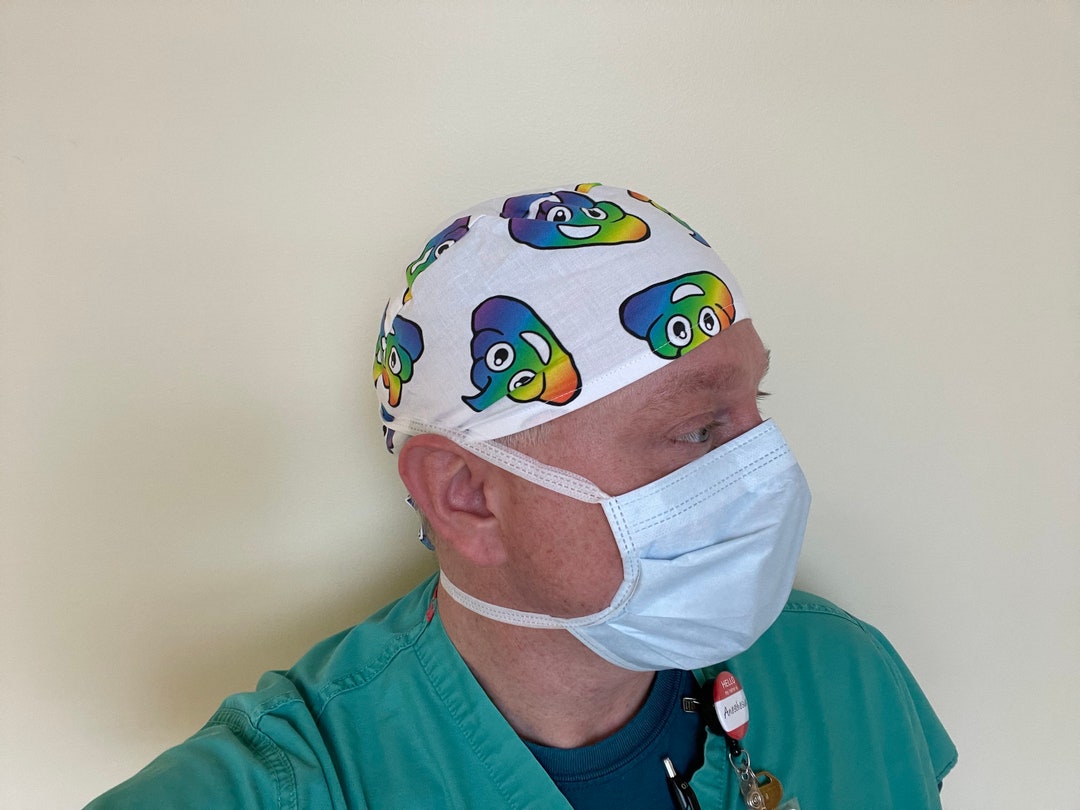 Rainbow Poop Emoji Scrub Cap, Scrub Hat, Surgical Hat ...