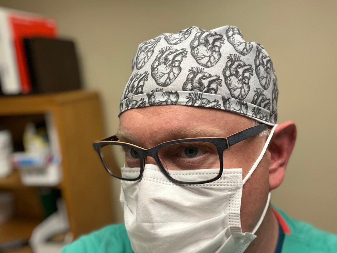 Anatomical Heart Scrub Cap, Scrub Hat, Surgical Scrub Hat, CRNA Gift ...