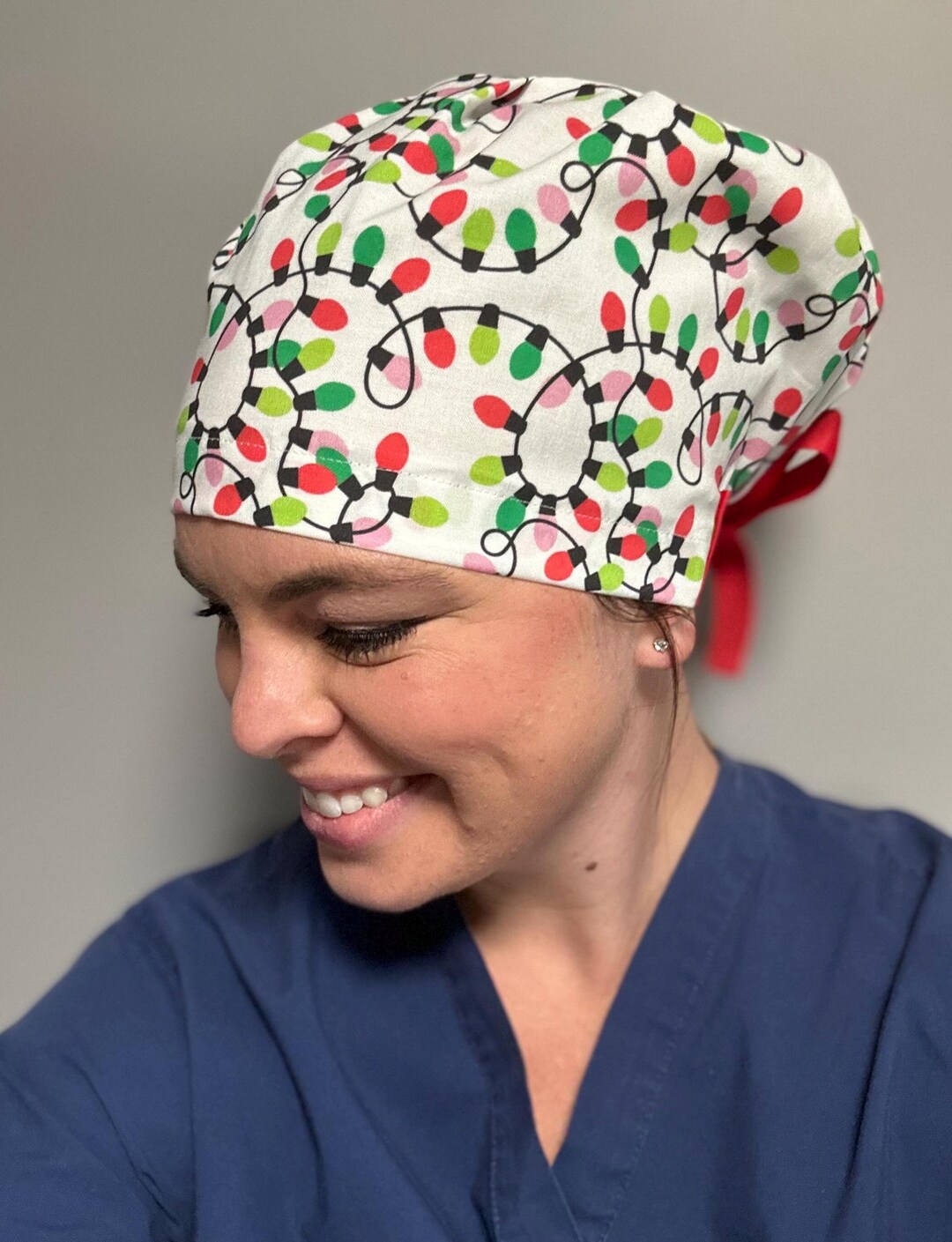Christmas Lights Scrub Cap: Adjustable Holiday Surgical Hat - Etsy