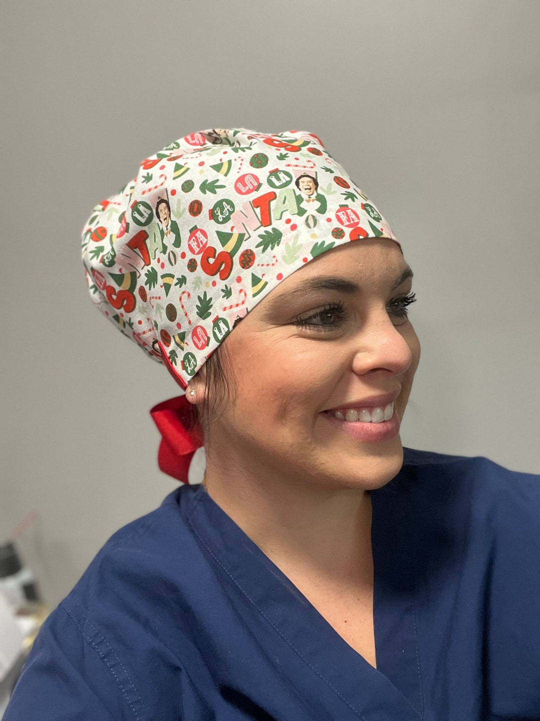 Fa La La La Santa Christmas Scrub Cap, Scrub Hat, Surgical Scrub Hat ...