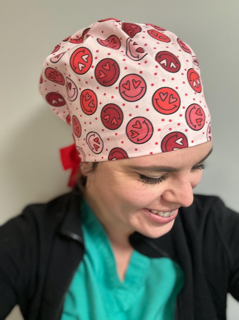 Valentine's Smiley Face Scrub Cap: Adjustable Surgical Hat - Etsy
