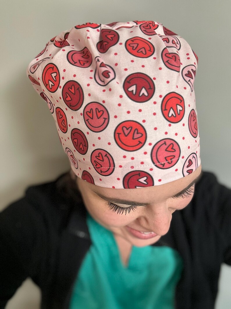 Valentine's Smiley Face Scrub Cap: Adjustable Surgical Hat - Etsy