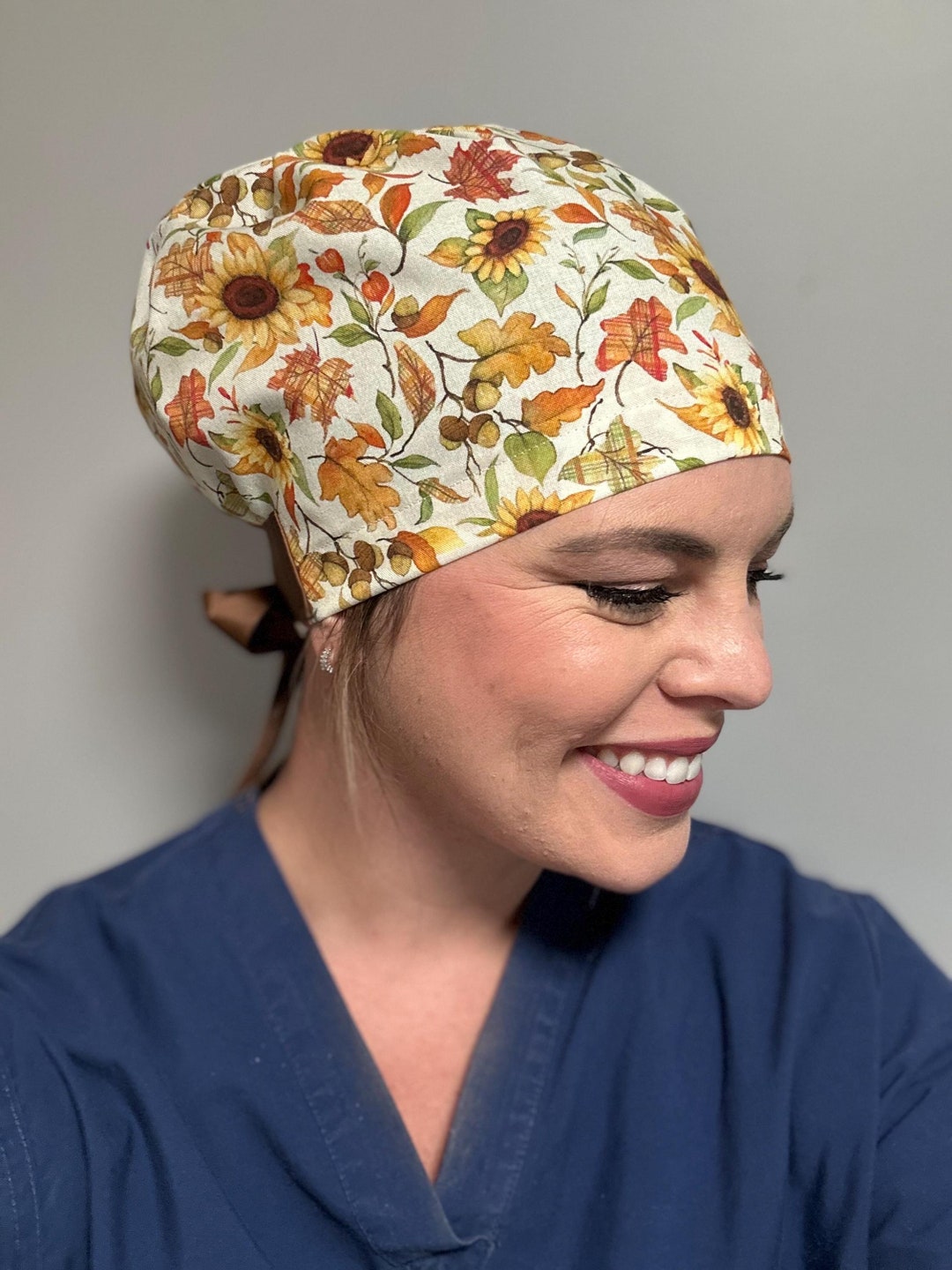 Sunflower Fall Leaves Scrub Cap: Adjustable Nurse Hat - Etsy