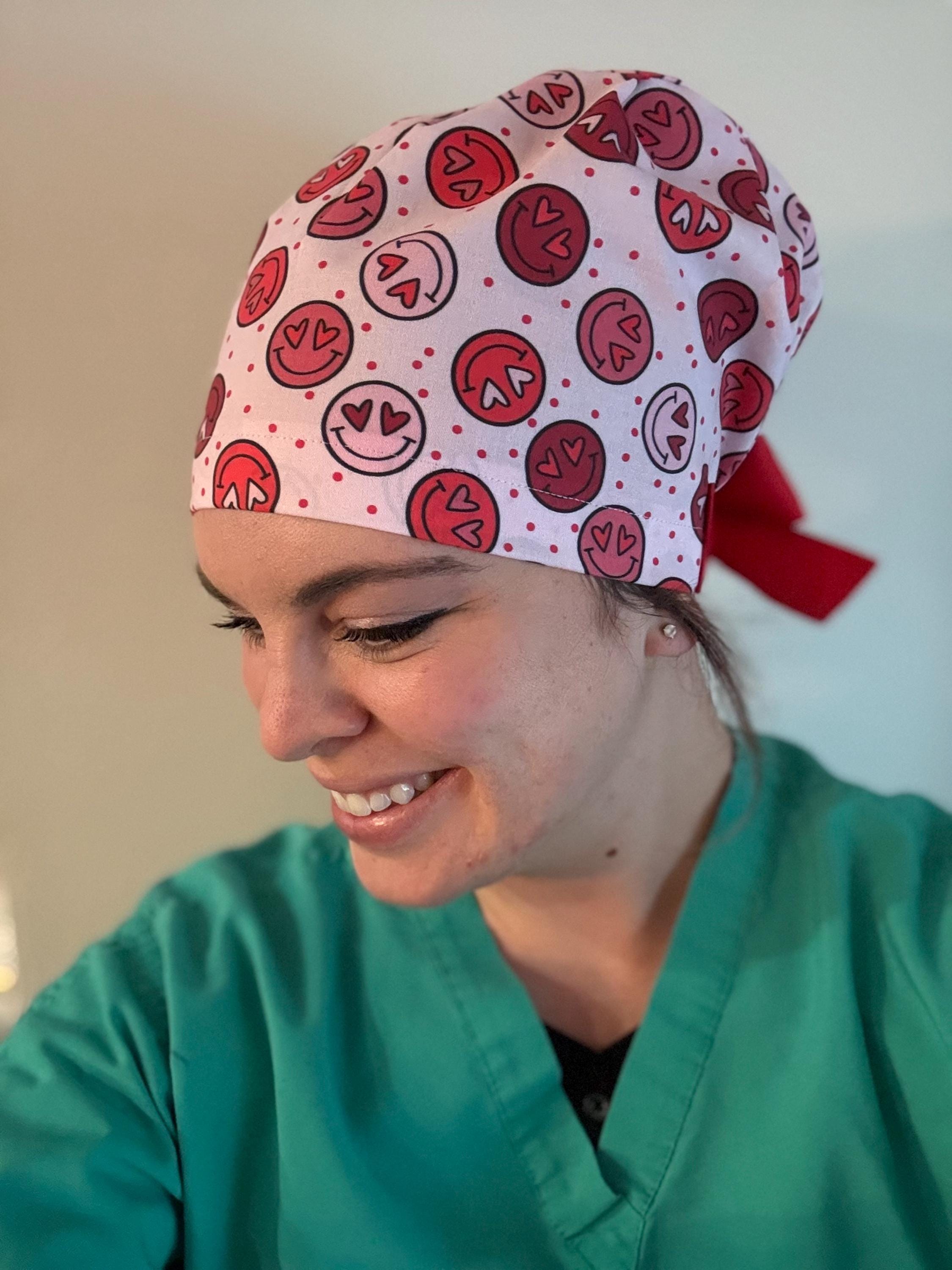 Valentine's Smiley Face Scrub Cap: Adjustable Surgical Hat - Etsy