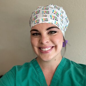 5 of PEEP Scrub Cap, Surgical Scrub Hat, Anesthesia Humor, CRNA, Nurse ...